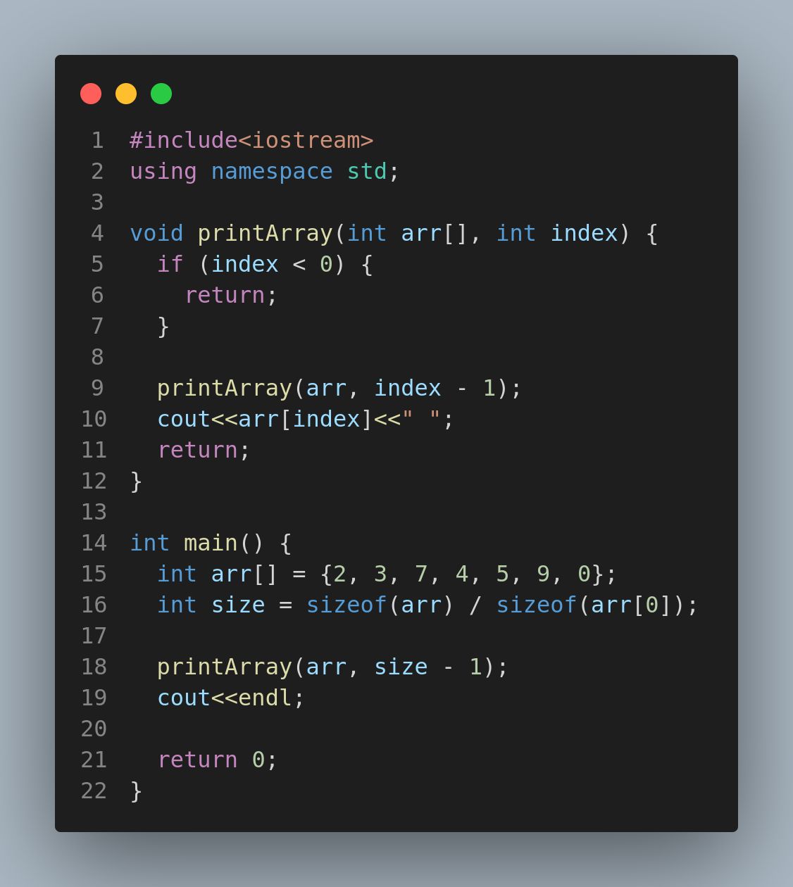 Mohd Kaif on LinkedIn: #printelementsofarrayusingrecursion #dsa #recursion Mohd Kaif on LinkedIn: #printelementsofarrayusingrecursion #dsa #recursion