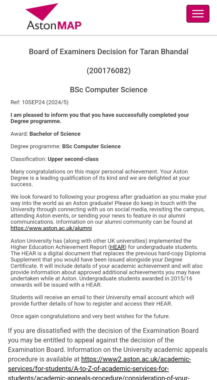 Taran Singh Bhandal on LinkedIn: Graduated with a 2:1 in Computer ... Taran Singh Bhandal on LinkedIn: Graduated with a 2:1 in Computer ...