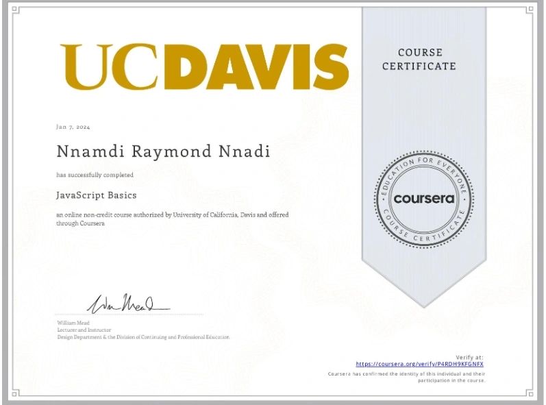 Nnadi Nnamdi Raymond on LinkedIn: Coursera Certificate Nnadi Nnamdi Raymond on LinkedIn: Coursera Certificate