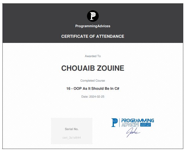 Completed OOP As it Should be in C# series | Chouaib Zouine posted on ... Completed OOP As it Should be in C# series | Chouaib Zouine posted on ...