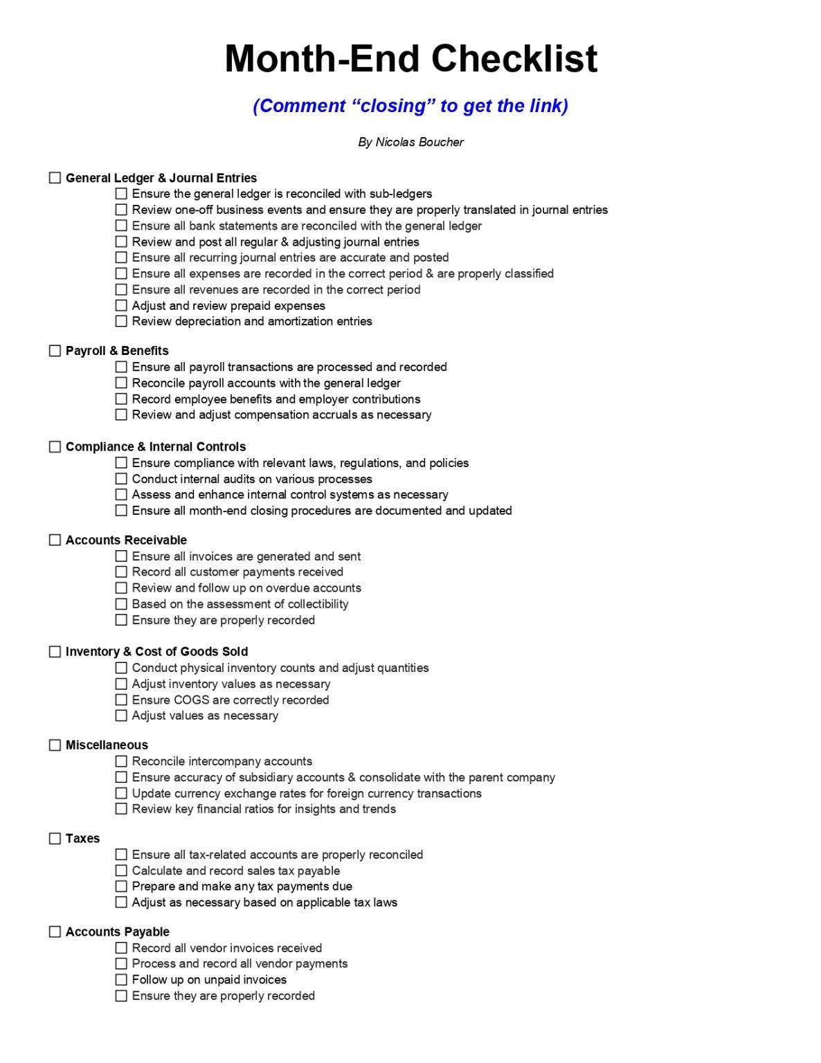 Nicolas Boucher on LinkedIn: Month-End Checklist Preparing for the ... Nicolas Boucher on LinkedIn: Month-End Checklist Preparing for the ...