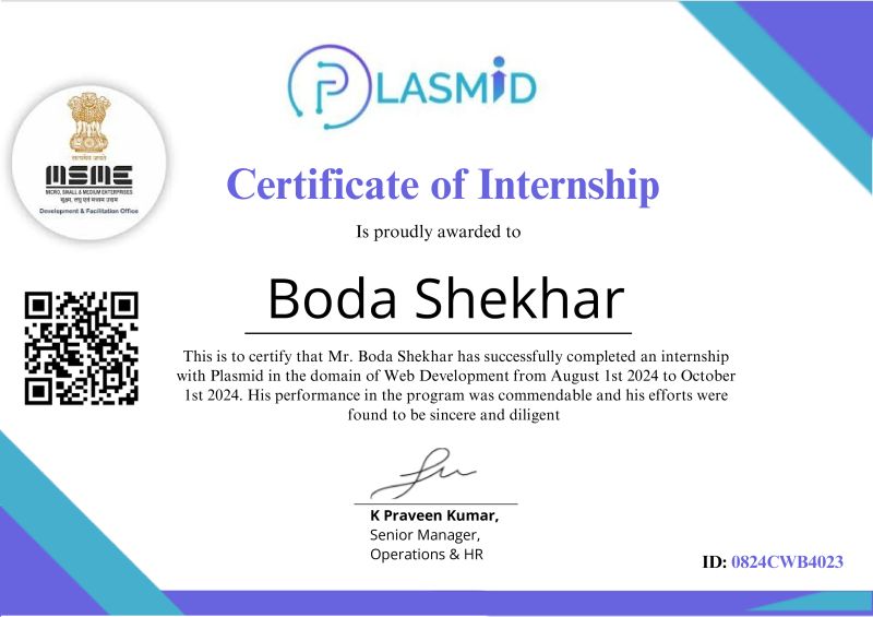 SHEKHAR BODA on LinkedIn: #internship SHEKHAR BODA on LinkedIn: #internship