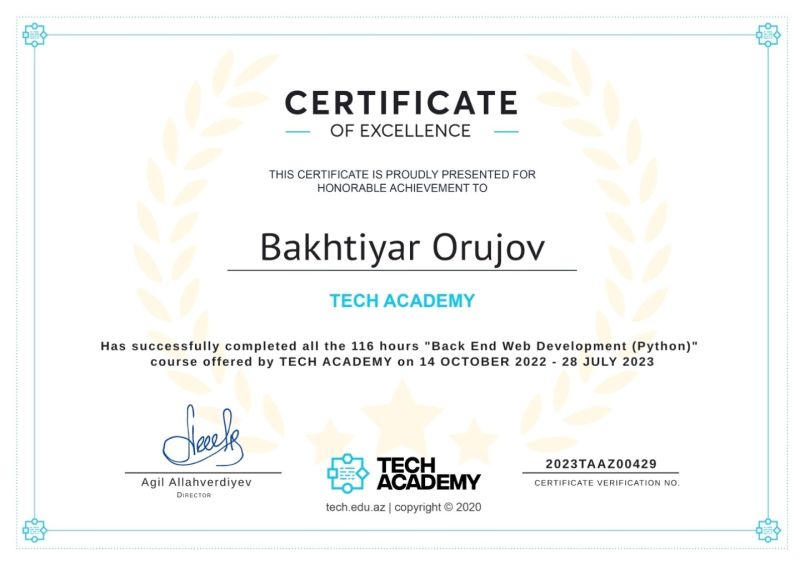 Bakhtiyar Orujov on LinkedIn: #techacademy #backenddevelopment #python ... Bakhtiyar Orujov on LinkedIn: #techacademy #backenddevelopment #python ...