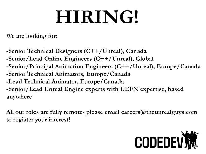 Tara Coote on LinkedIn: CodeDev (Unreal Engine Experts) are hiring all ... Tara Coote on LinkedIn: CodeDev (Unreal Engine Experts) are hiring all ...