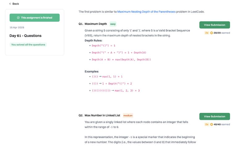 #100daysofcode #leetcode #parentheses #nestingdepth #problemsolving ... #100daysofcode #leetcode #parentheses #nestingdepth #problemsolving ...