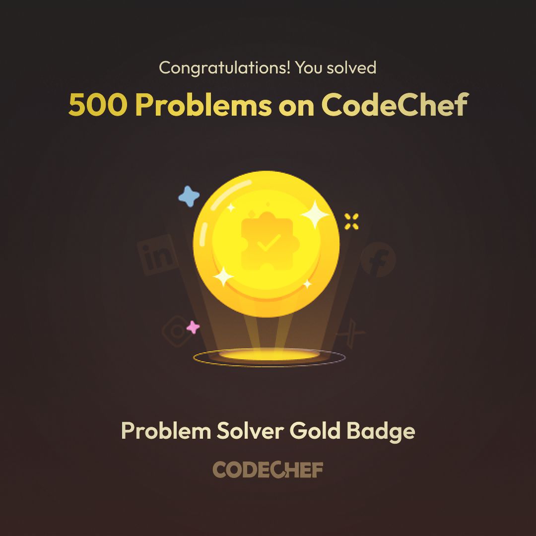 Kashish Goswami on LinkedIn: #coding #achievement #codechef #goldbadge Kashish Goswami on LinkedIn: #coding #achievement #codechef #goldbadge