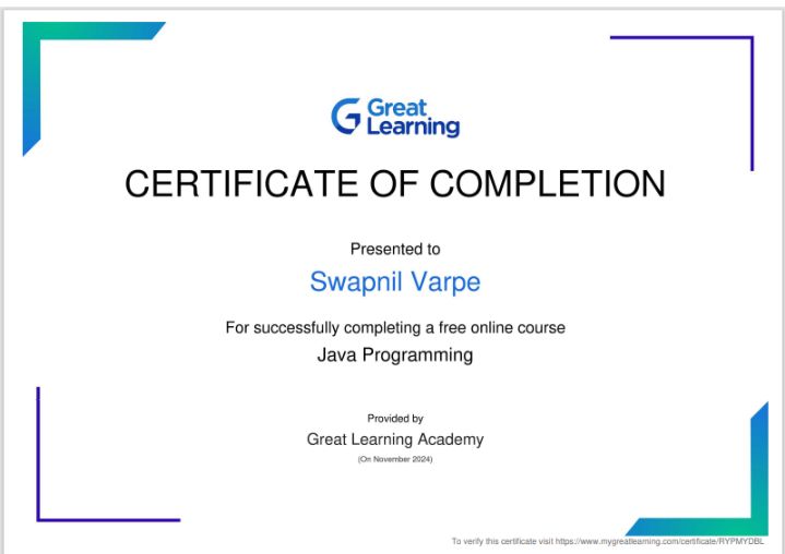 Swapnil Varpe on LinkedIn: #javaprogramming #greatlearning #codeyourfuture Swapnil Varpe on LinkedIn: #javaprogramming #greatlearning #codeyourfuture