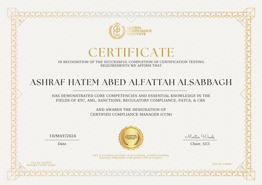 Ashraf Alsabbagh , CAMS , CCM on LinkedIn: I'm happy to share that I ... Ashraf Alsabbagh , CAMS , CCM on LinkedIn: I'm happy to share that I ...
