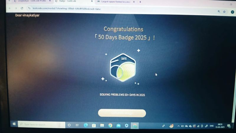 My second badge in leetcode | Vinay kumar My second badge in leetcode | Vinay kumar