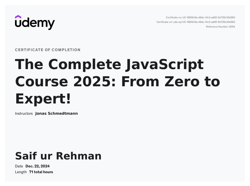 Saif Ur Rehman on LinkedIn: Completed the detailed modern javascript ... Saif Ur Rehman on LinkedIn: Completed the detailed modern javascript ...