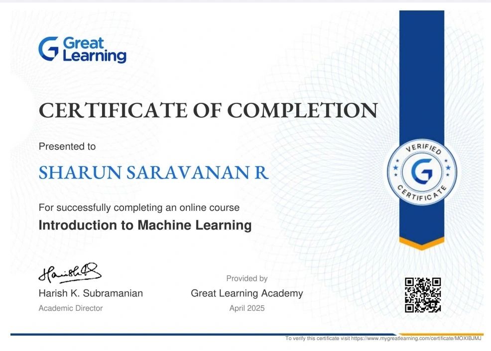 #machinelearning #greatlearning #lifelonglearning | SHARUN SARAVANAN #machinelearning #greatlearning #lifelonglearning | SHARUN SARAVANAN