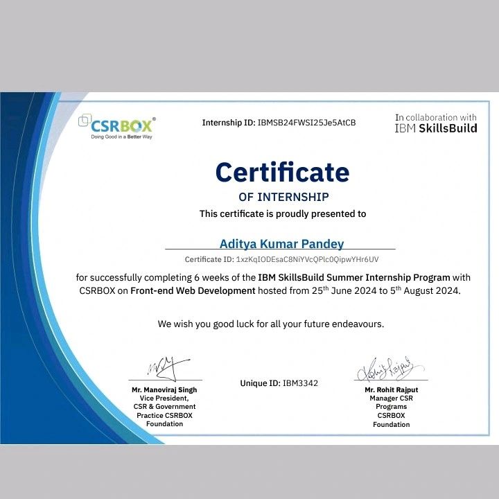 Aditya Kr. Pandey on LinkedIn: #ibmskillsbuild #csrbox #webdevelopment ... Aditya Kr. Pandey on LinkedIn: #ibmskillsbuild #csrbox #webdevelopment ...