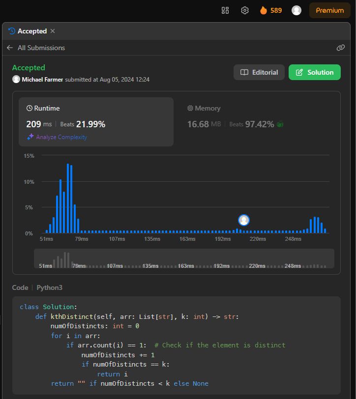Daily LeetCode: Kth Distinct String in an Array | Michael Farmer posted ... Daily LeetCode: Kth Distinct String in an Array | Michael Farmer posted ...