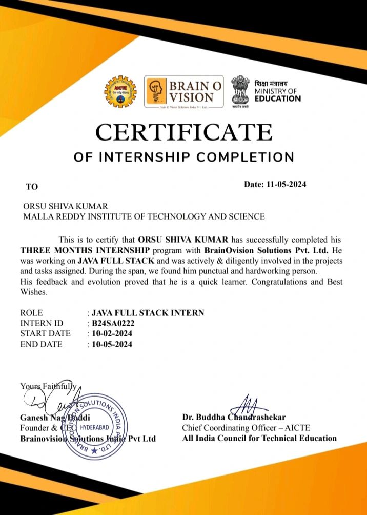 Orsu Shiva Kumar on LinkedIn: #javafullstack #internship #apsche # ... Orsu Shiva Kumar on LinkedIn: #javafullstack #internship #apsche # ...
