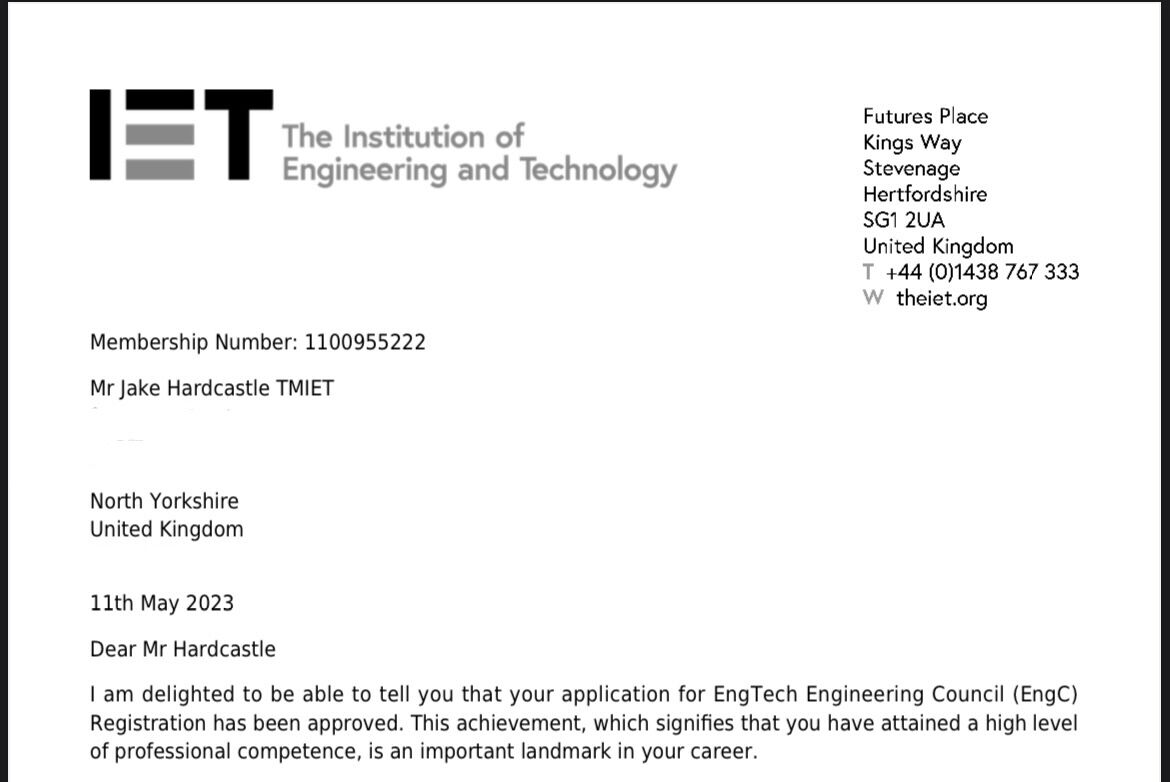 Jake Hardcastle EngTech TMIET LCIBSE on LinkedIn: #iet #engtech # ... Jake Hardcastle EngTech TMIET LCIBSE on LinkedIn: #iet #engtech # ...