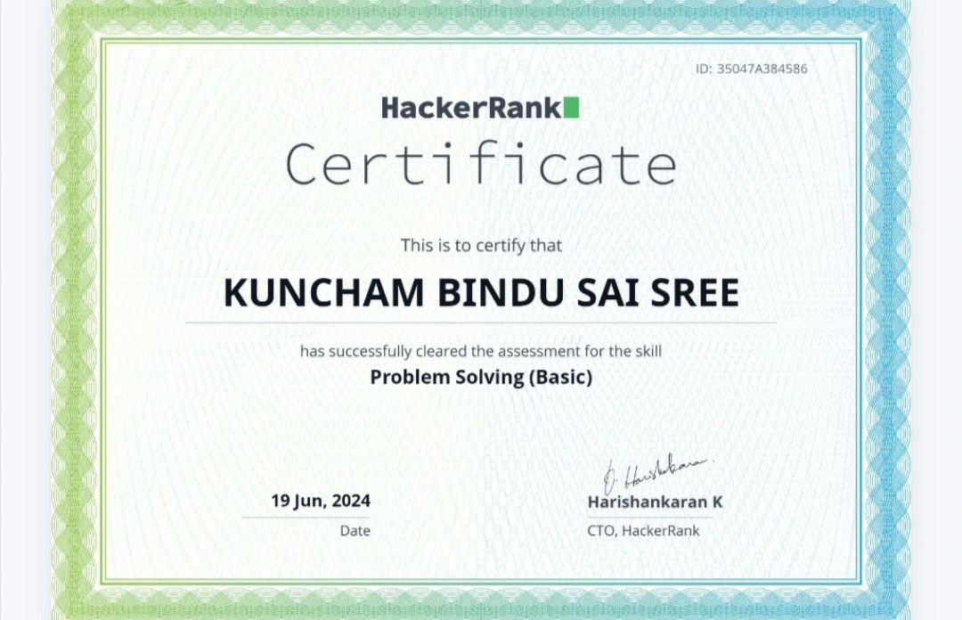 KUNCHAM BINDU SAI SREE on LinkedIn: #problemsolving #hackerrank # ... KUNCHAM BINDU SAI SREE on LinkedIn: #problemsolving #hackerrank # ...