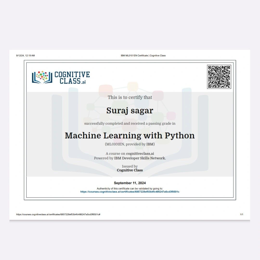Suraj Sagar on LinkedIn: #machinelearning #python #ai #ibm # ... Suraj Sagar on LinkedIn: #machinelearning #python #ai #ibm # ...