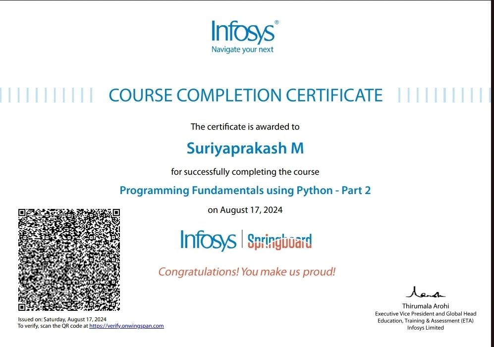 Suriyaprakash M on LinkedIn: Programming fundamentals using python-Part ... Suriyaprakash M on LinkedIn: Programming fundamentals using python-Part ...