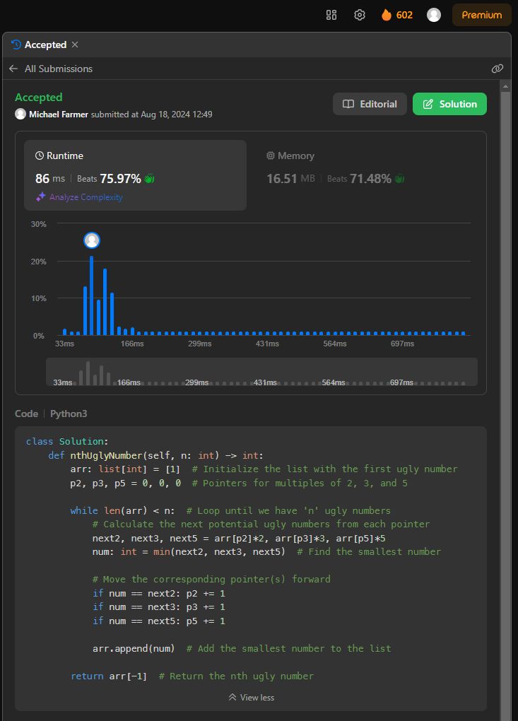 Michael Farmer on LinkedIn: Day 602 of Daily LeetCode | 264. Ugly ... Michael Farmer on LinkedIn: Day 602 of Daily LeetCode | 264. Ugly ...