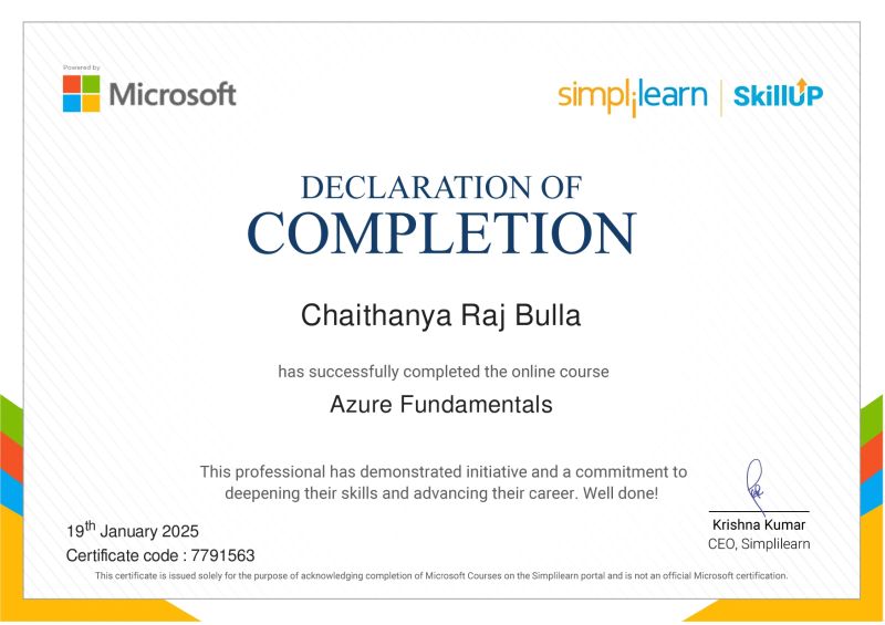 Chaithanya Raj Bulla on LinkedIn: #azure #cloudcomputing #certification ... Chaithanya Raj Bulla on LinkedIn: #azure #cloudcomputing #certification ...