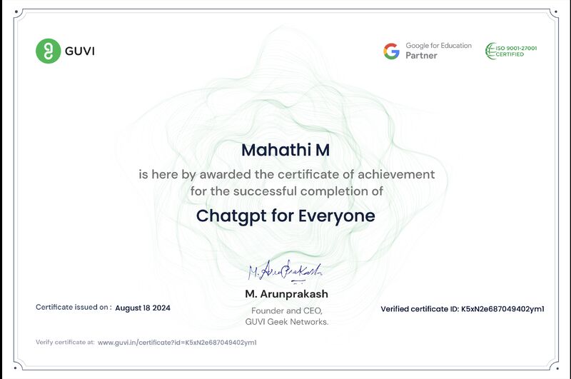 Mahathi Muthu on LinkedIn: #ai #chatgpt #learning #guvi Mahathi Muthu on LinkedIn: #ai #chatgpt #learning #guvi