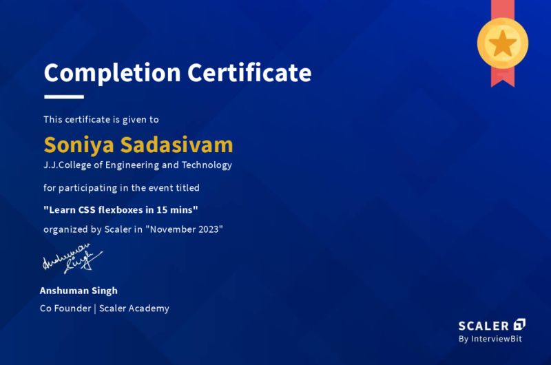 Soniya Sadasivam on LinkedIn: #css #flexbox #scaleracademy Soniya Sadasivam on LinkedIn: #css #flexbox #scaleracademy