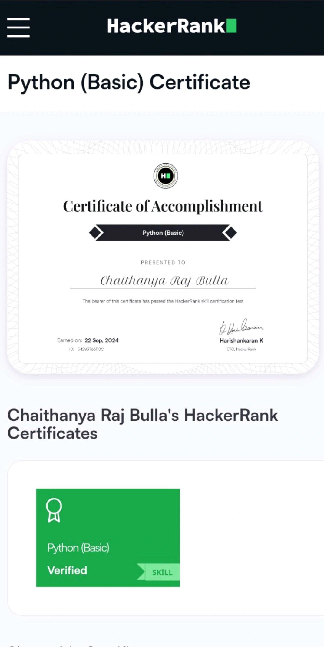 Chaithanya Raj Bulla on LinkedIn: #python #programming #certification # ... Chaithanya Raj Bulla on LinkedIn: #python #programming #certification # ...