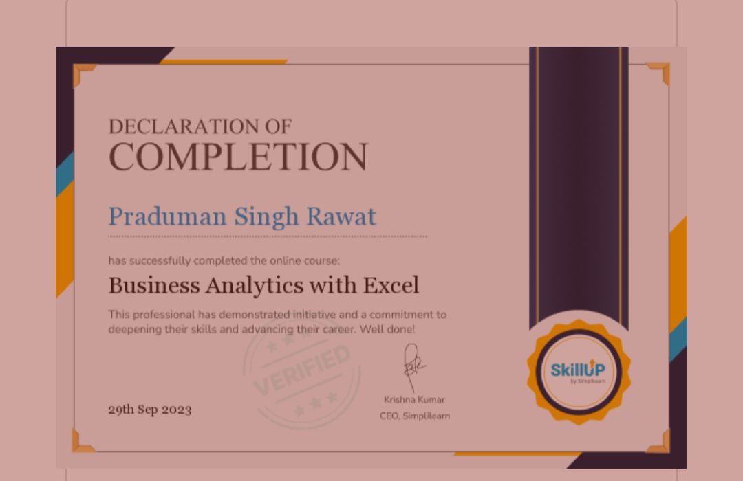 Praduman Rawat on LinkedIn: I have completed my business analytics with ... Praduman Rawat on LinkedIn: I have completed my business analytics with ...