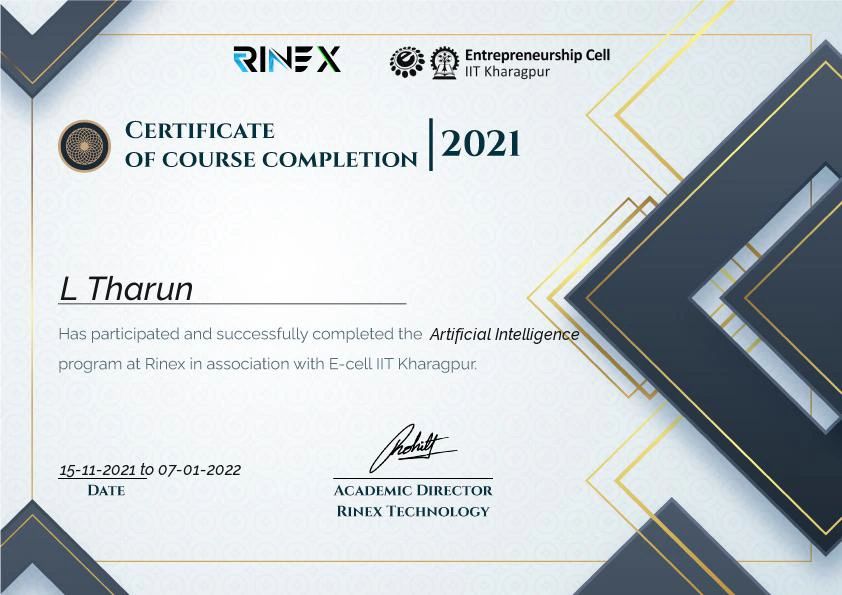 I have successfully completed my internship with Rinex in association ... I have successfully completed my internship with Rinex in association ...