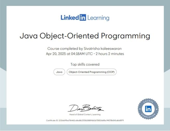 #java #oop #learningjourney #softwaredevelopment | Sivatrisha kaleeswaran #java #oop #learningjourney #softwaredevelopment | Sivatrisha kaleeswaran