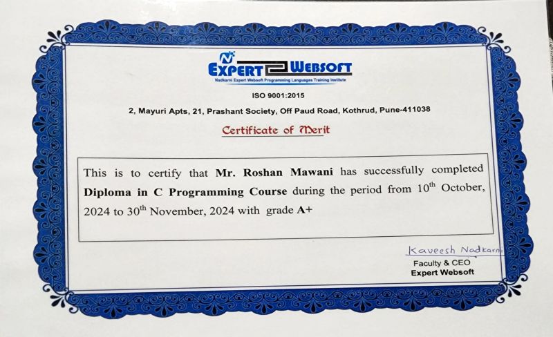 Roshan Mawani on LinkedIn: #cprogramming #learningjourney #skilldevelopment Roshan Mawani on LinkedIn: #cprogramming #learningjourney #skilldevelopment