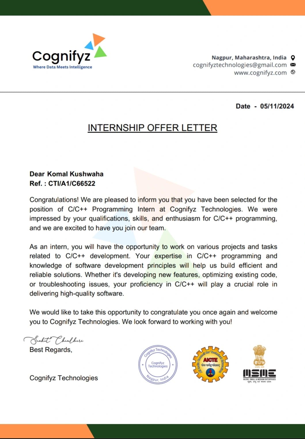 Komal Kushwaha on LinkedIn: #internship #cprogramming #c #careergrowth ... Komal Kushwaha on LinkedIn: #internship #cprogramming #c #careergrowth ...