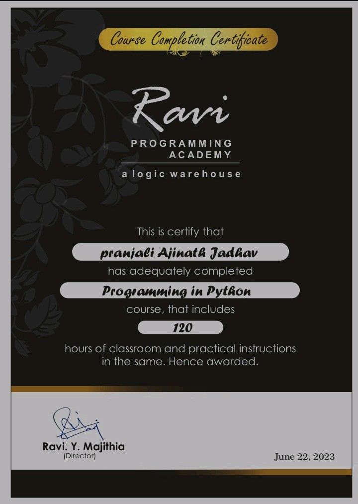 Pranjali Jadhav on LinkedIn: #pythonprogramming #learningjourney # ... Pranjali Jadhav on LinkedIn: #pythonprogramming #learningjourney # ...