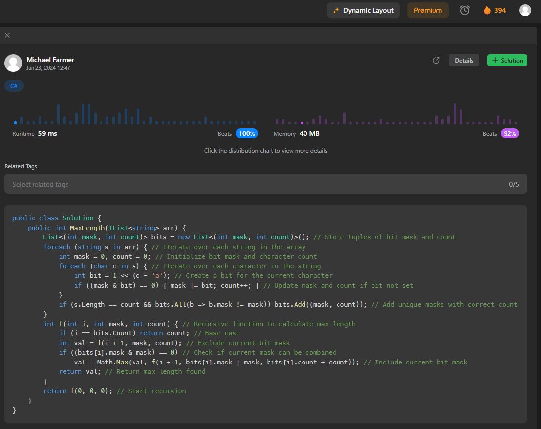 Daily LeetCode: MaxLength for Non-overlapping strings | Michael Farmer ... Daily LeetCode: MaxLength for Non-overlapping strings | Michael Farmer ...
