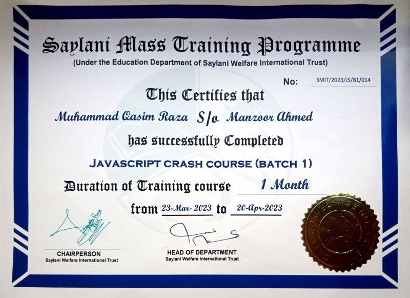 Muhammad Qasim Raza on LinkedIn: #javascript #codingjourney #smit # ... Muhammad Qasim Raza on LinkedIn: #javascript #codingjourney #smit # ...