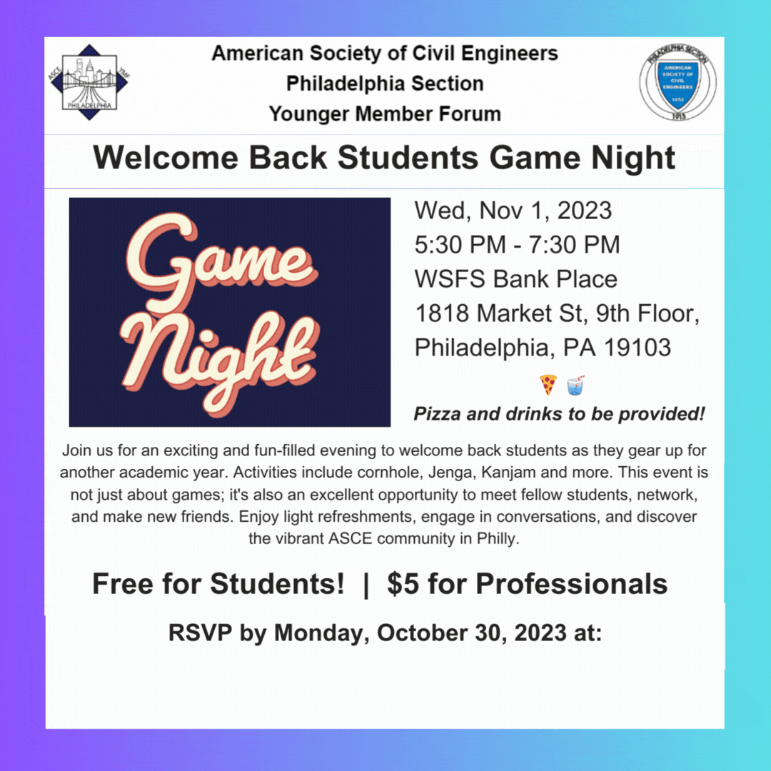 ASCE Philadelphia YMF on LinkedIn: ♟ Hey Philly college students! Join ... ASCE Philadelphia YMF on LinkedIn: ♟ Hey Philly college students! Join ...