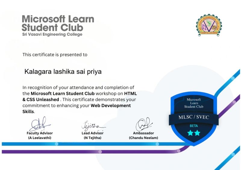 Kalagara Lashika Sai Priya on LinkedIn: #mlsc #html #css Kalagara Lashika Sai Priya on LinkedIn: #mlsc #html #css
