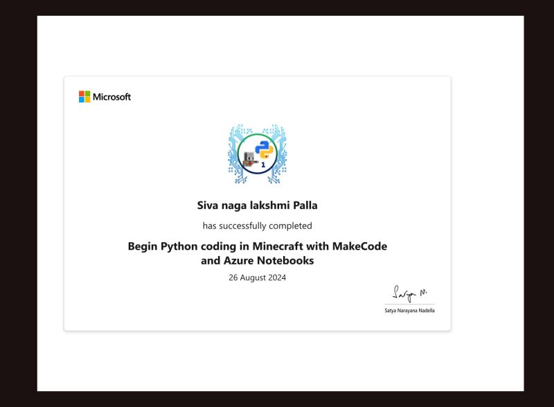 Siva Naga Lakshmi Palla on LinkedIn: #pythoncoding #certificate Siva Naga Lakshmi Palla on LinkedIn: #pythoncoding #certificate