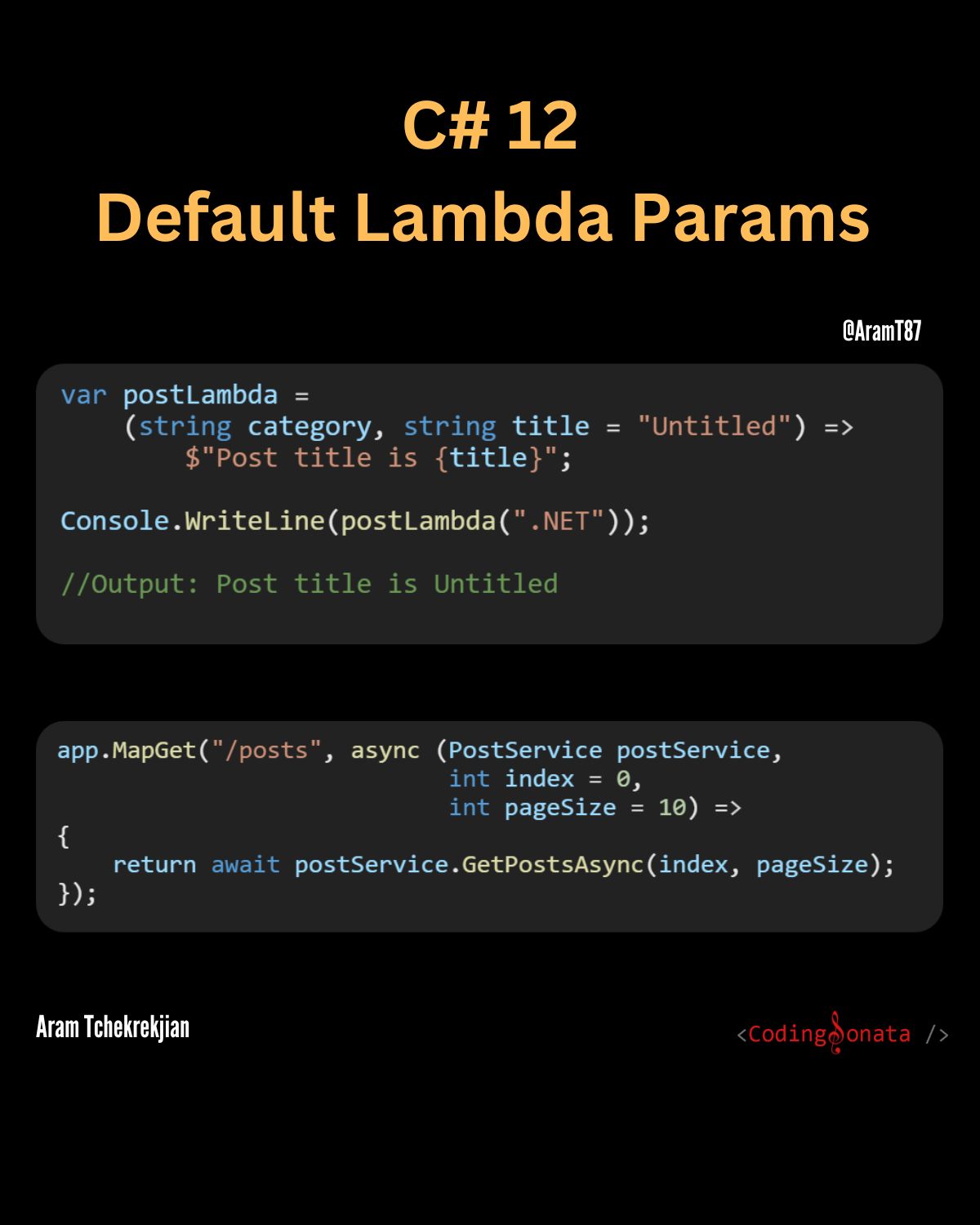 Aram Tchekrekjian on LinkedIn: âš¡ Default Lambda Parameters in C# 12 ... Aram Tchekrekjian on LinkedIn: âš¡ Default Lambda Parameters in C# 12 ...