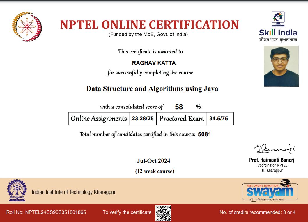 Raghav Katta on LinkedIn: NPTEL Data Structure and Algorithms using Java Raghav Katta on LinkedIn: NPTEL Data Structure and Algorithms using Java