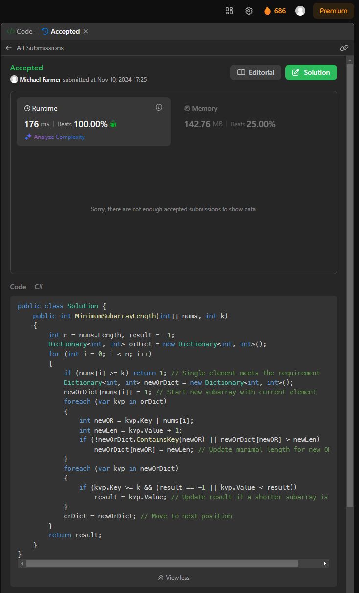 Michael Farmer on LinkedIn: Day 686 of Daily LeetCode | 3097. Shortest ... Michael Farmer on LinkedIn: Day 686 of Daily LeetCode | 3097. Shortest ...
