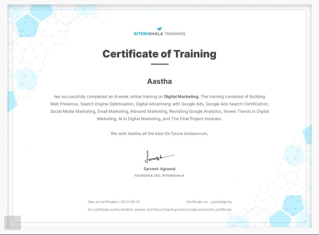 Aastha Chaudhary on LinkedIn: I am glad to share that I have ... Aastha Chaudhary on LinkedIn: I am glad to share that I have ...