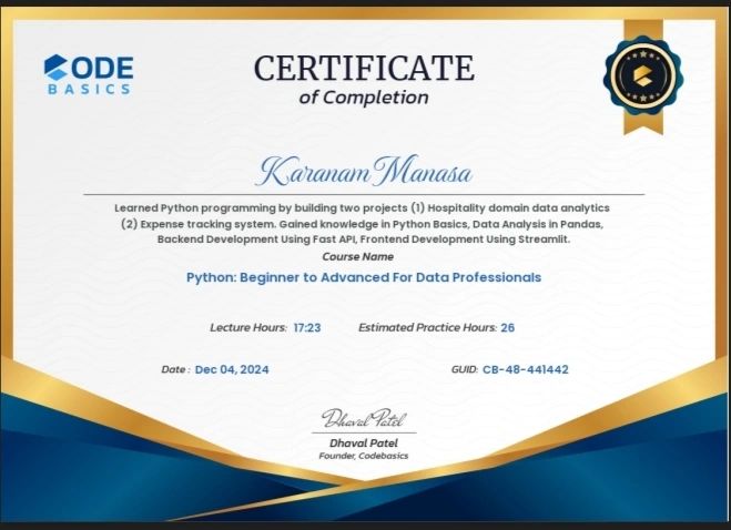 Karanam Manasa on LinkedIn: #python #coding #lifelonglearning #codebasics Karanam Manasa on LinkedIn: #python #coding #lifelonglearning #codebasics
