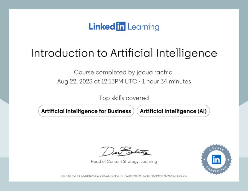rachid jdoua on LinkedIn: Certificate of Completion rachid jdoua on LinkedIn: Certificate of Completion