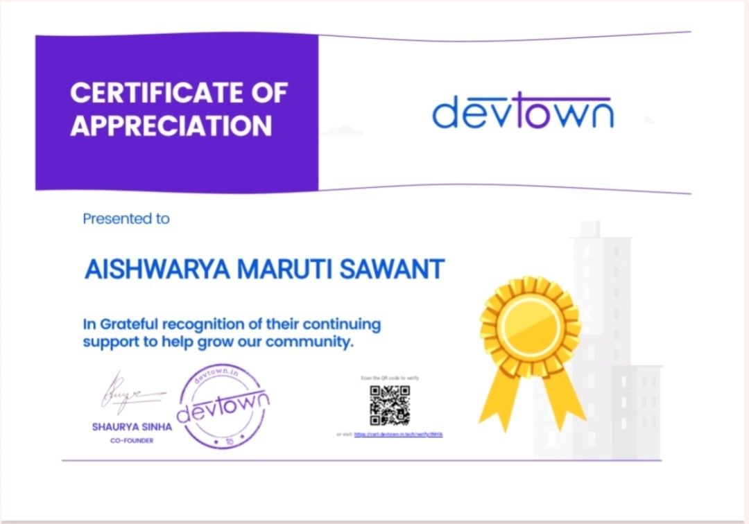 Aishwarya Sawant on LinkedIn: #devtown Aishwarya Sawant on LinkedIn: #devtown
