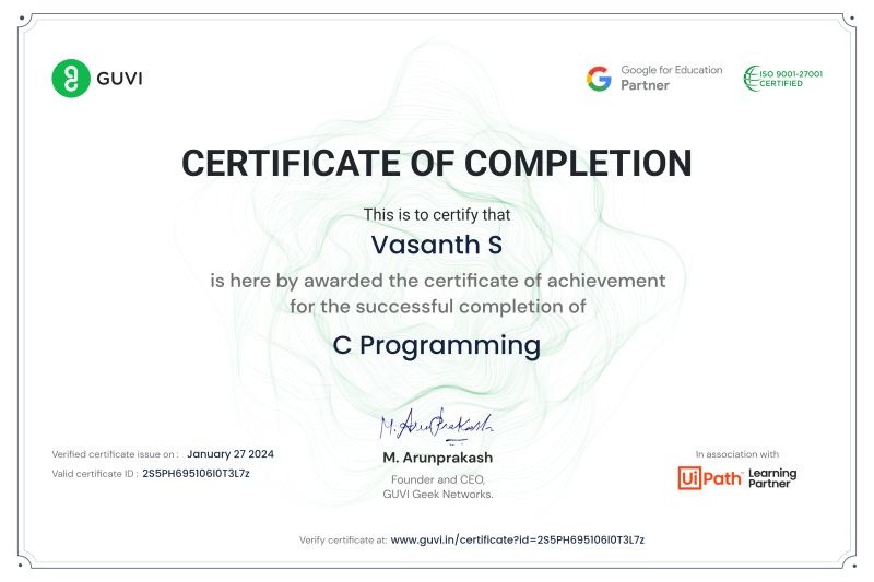 #cprogramming #guvi | Vasanth S #cprogramming #guvi | Vasanth S
