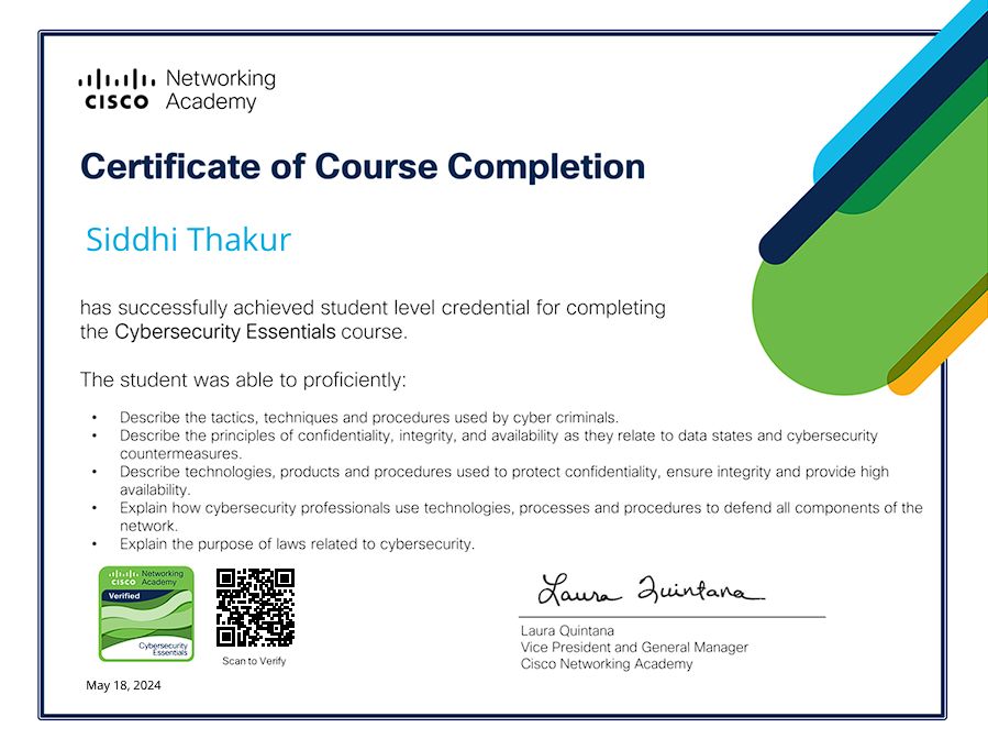 Siddhi Thakur on LinkedIn: #cisco #cisconetworkingacademy # ... Siddhi Thakur on LinkedIn: #cisco #cisconetworkingacademy # ...