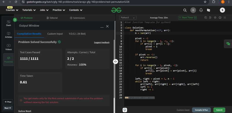 Simran . on LinkedIn: #day5 #codingchallenge #python #nextpermutation ... Simran . on LinkedIn: #day5 #codingchallenge #python #nextpermutation ...