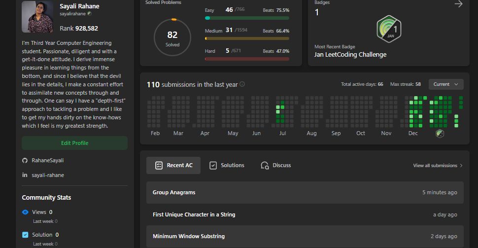 Day 59 of #leetcodechallenge with GitHub | Sayali Rahane posted on the ... Day 59 of #leetcodechallenge with GitHub | Sayali Rahane posted on the ...