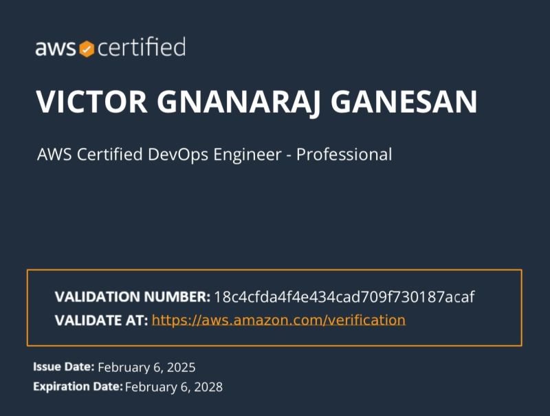 #aws #devops #certification #continuouslearning | VICTOR GNANA RAJ G #aws #devops #certification #continuouslearning | VICTOR GNANA RAJ G
